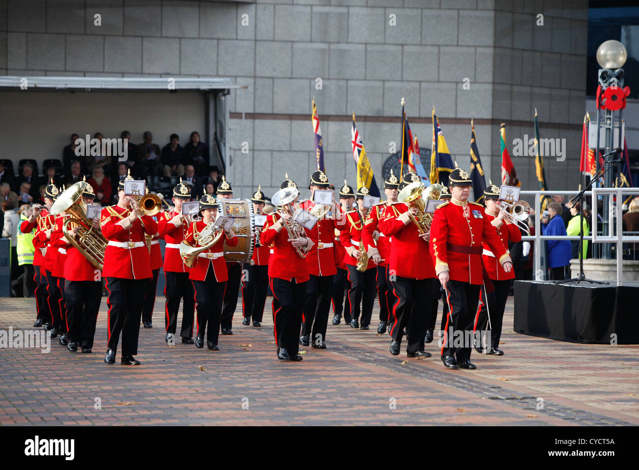 Military band in the Remembrance parade in Birmingham 2011 Stock Photo ...