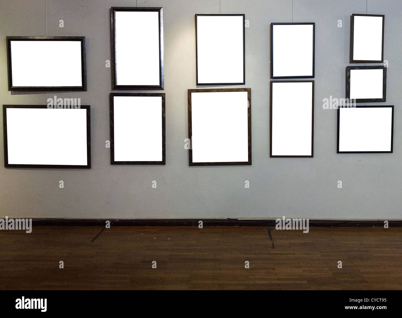 Empty photo frames on gallery wall Stock Photo - Alamy