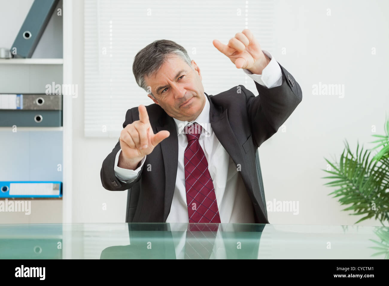 Business man calculating length Stock Photo - Alamy