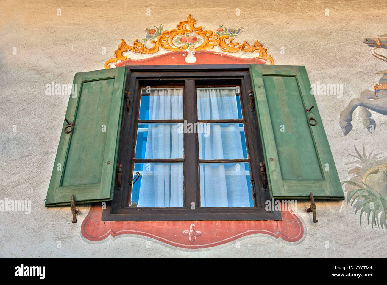 Beautifully decorated windows are popular in Bavaria, Germany Stock ...