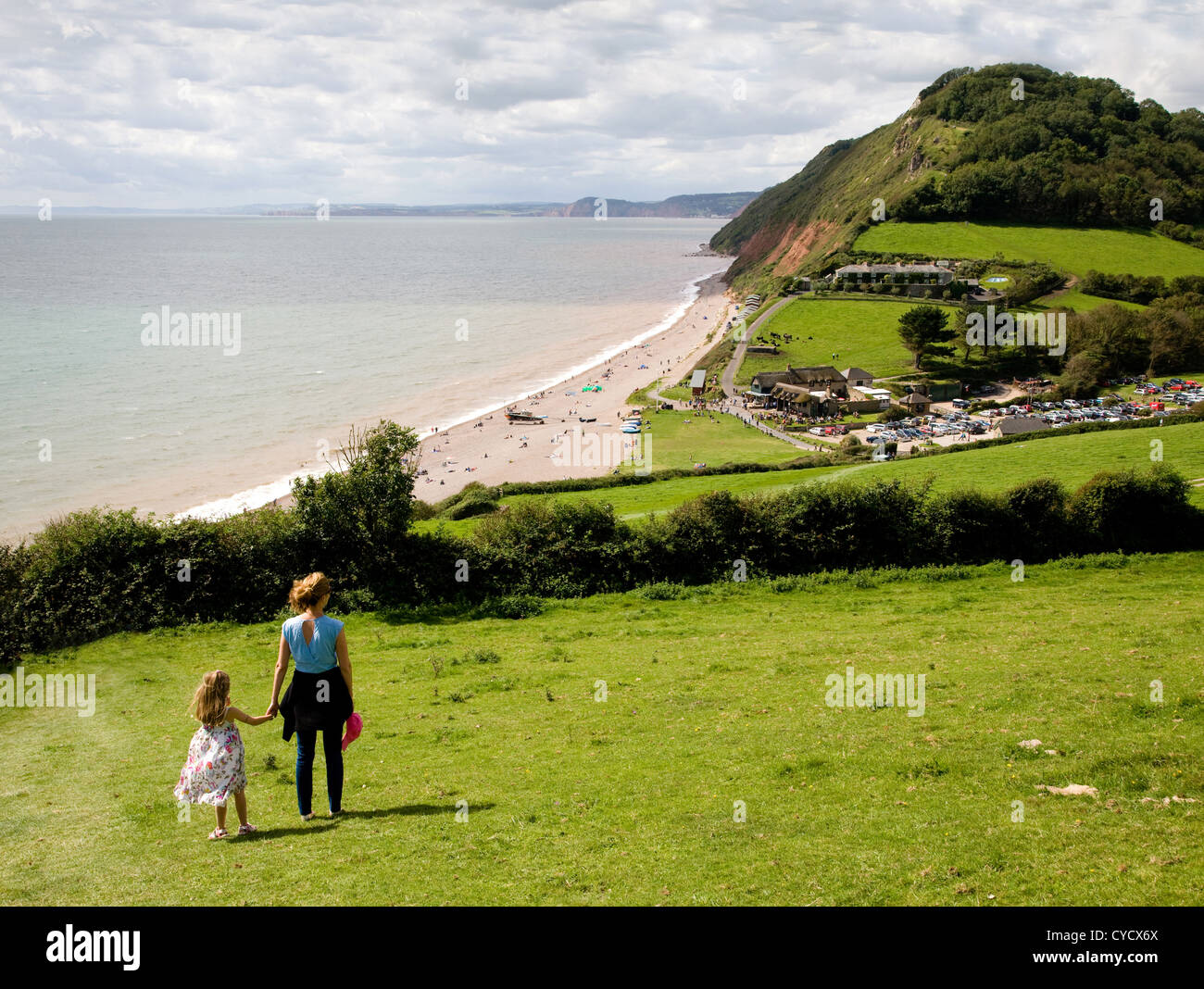 View of Branscombe Mouth and Beach in South Devon from East Cliff Stock ...