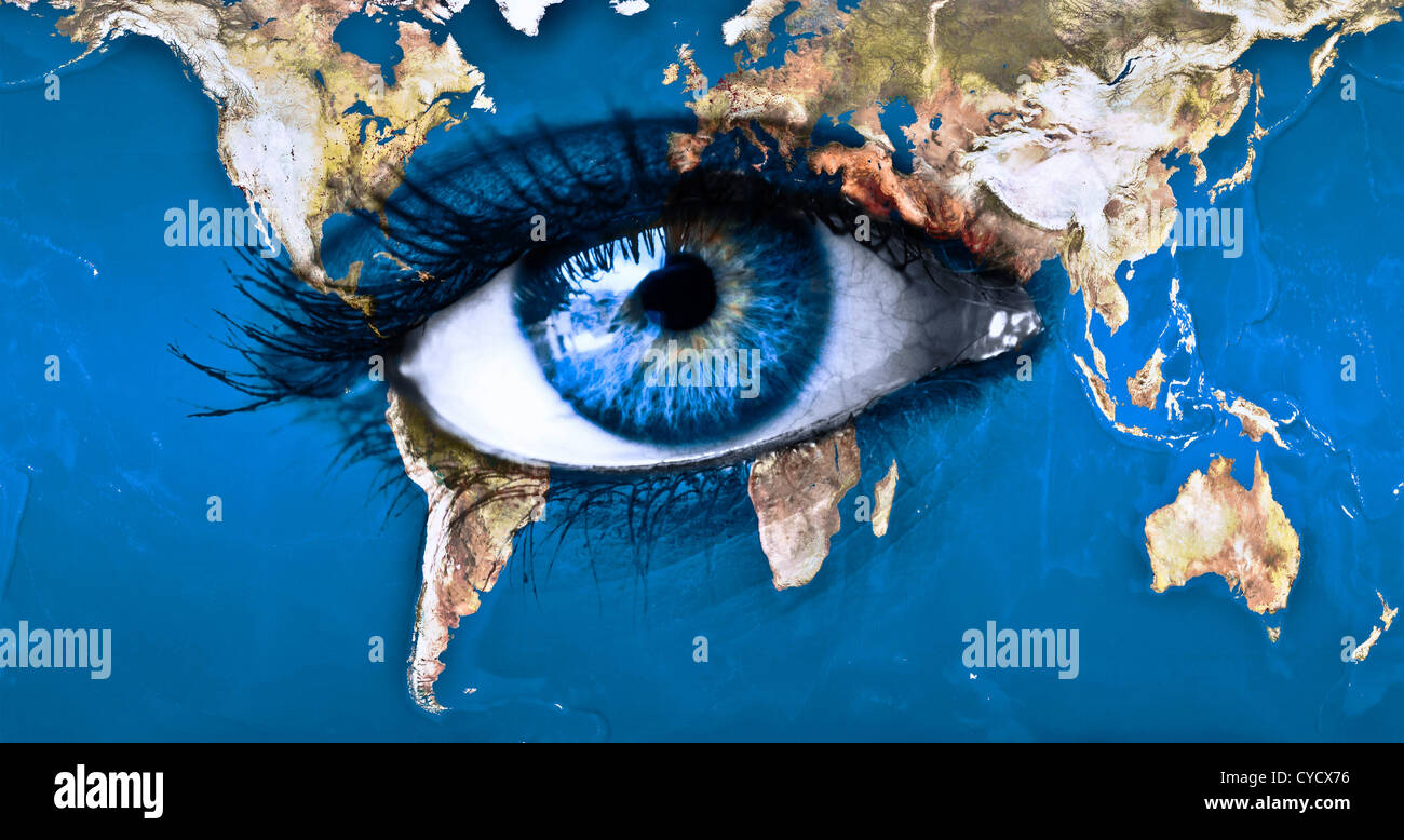 Planet earth and blue eye Stock Photo - Alamy