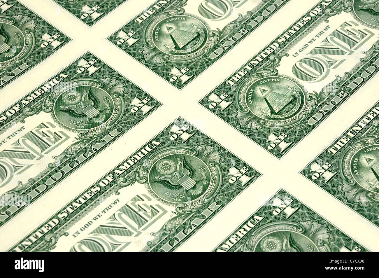 USA Uncut One 1 Dollar Bank Notes Stock Photo - Alamy
