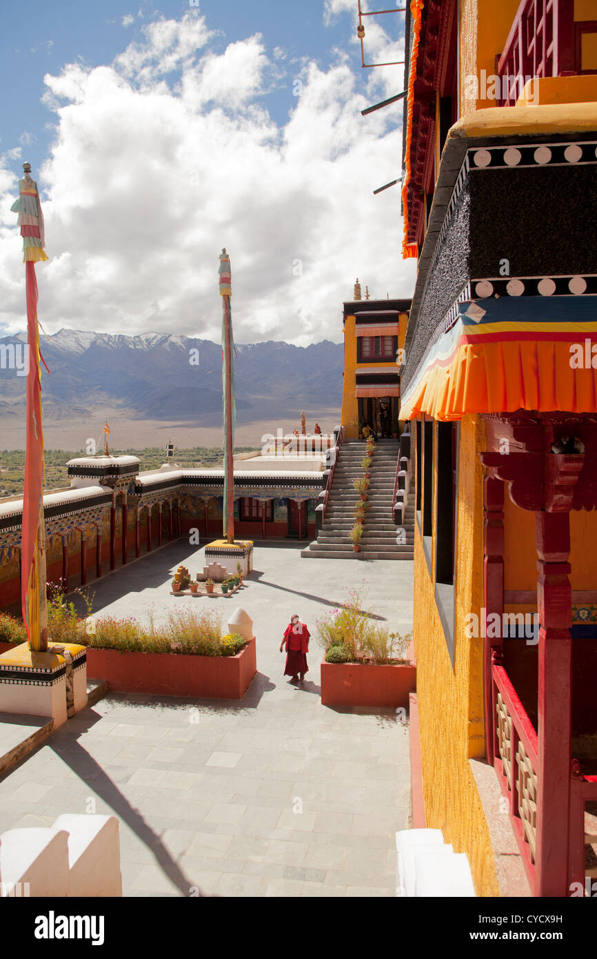 An exterior of the grounds of Thiksey Gompa, a Tibetan Buddhist ...