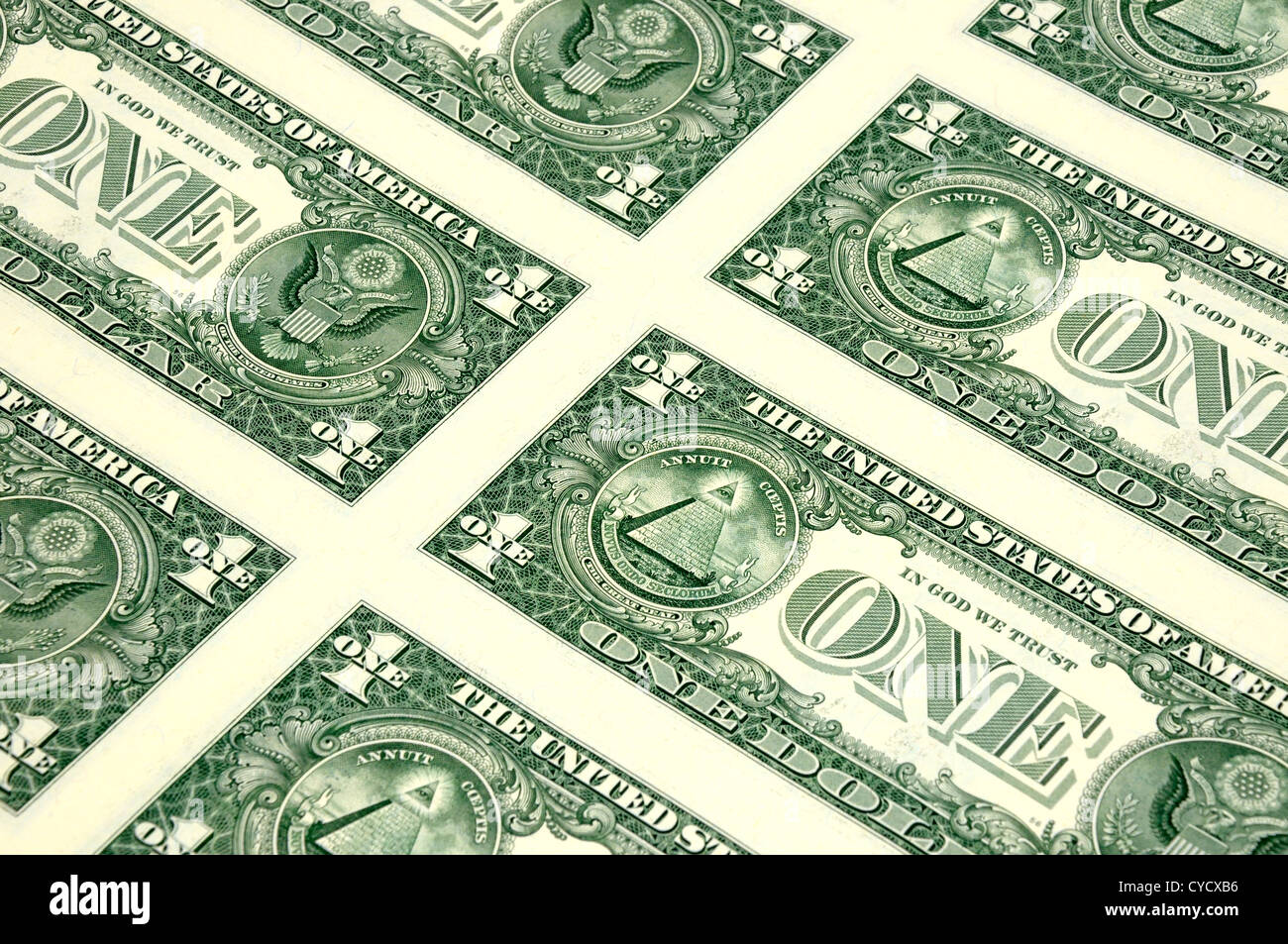 USA Uncut One 1 Dollar Bank Notes Stock Photo - Alamy