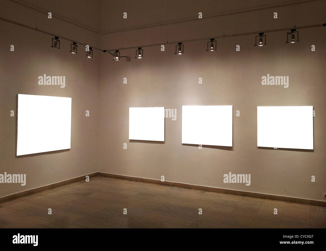 Empty frames on gallery wall Stock Photo - Alamy
