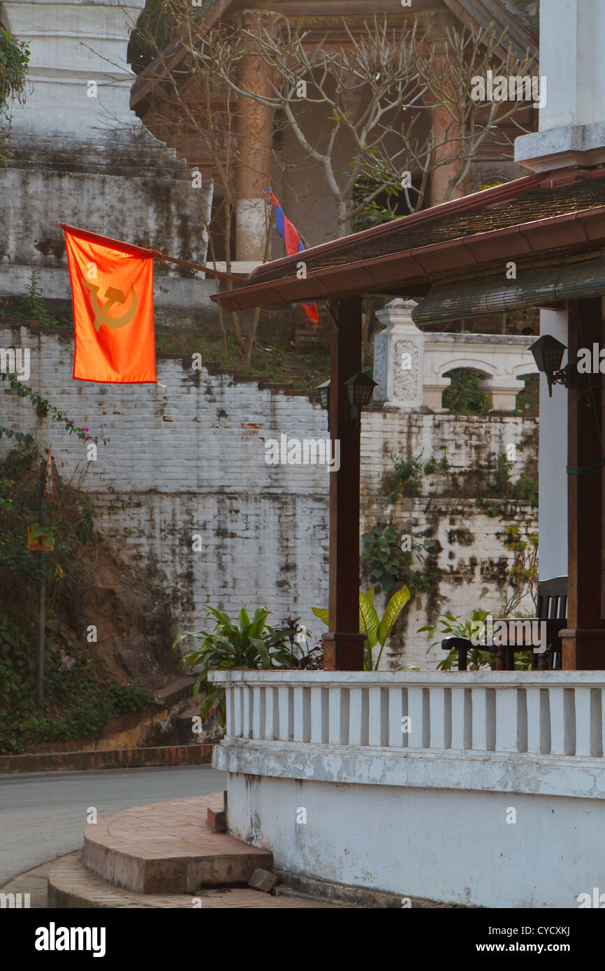 Red Flag in Luang Prabang, Laos Stock Photo - Alamy
