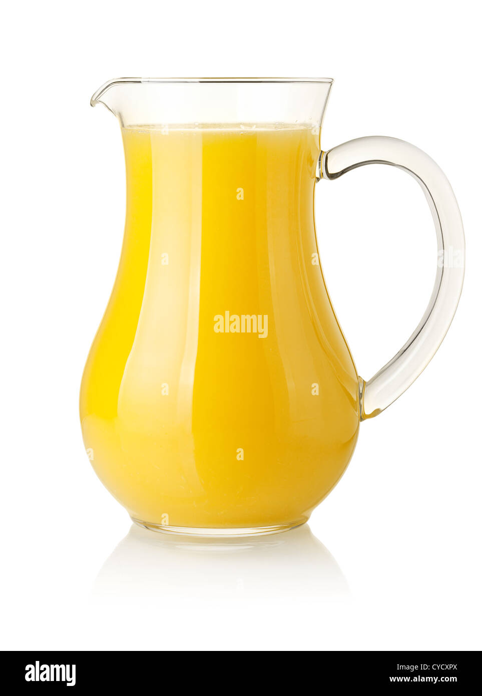 Orange juice in pitcher. Isolated on white background Stock Photo - Alamy
