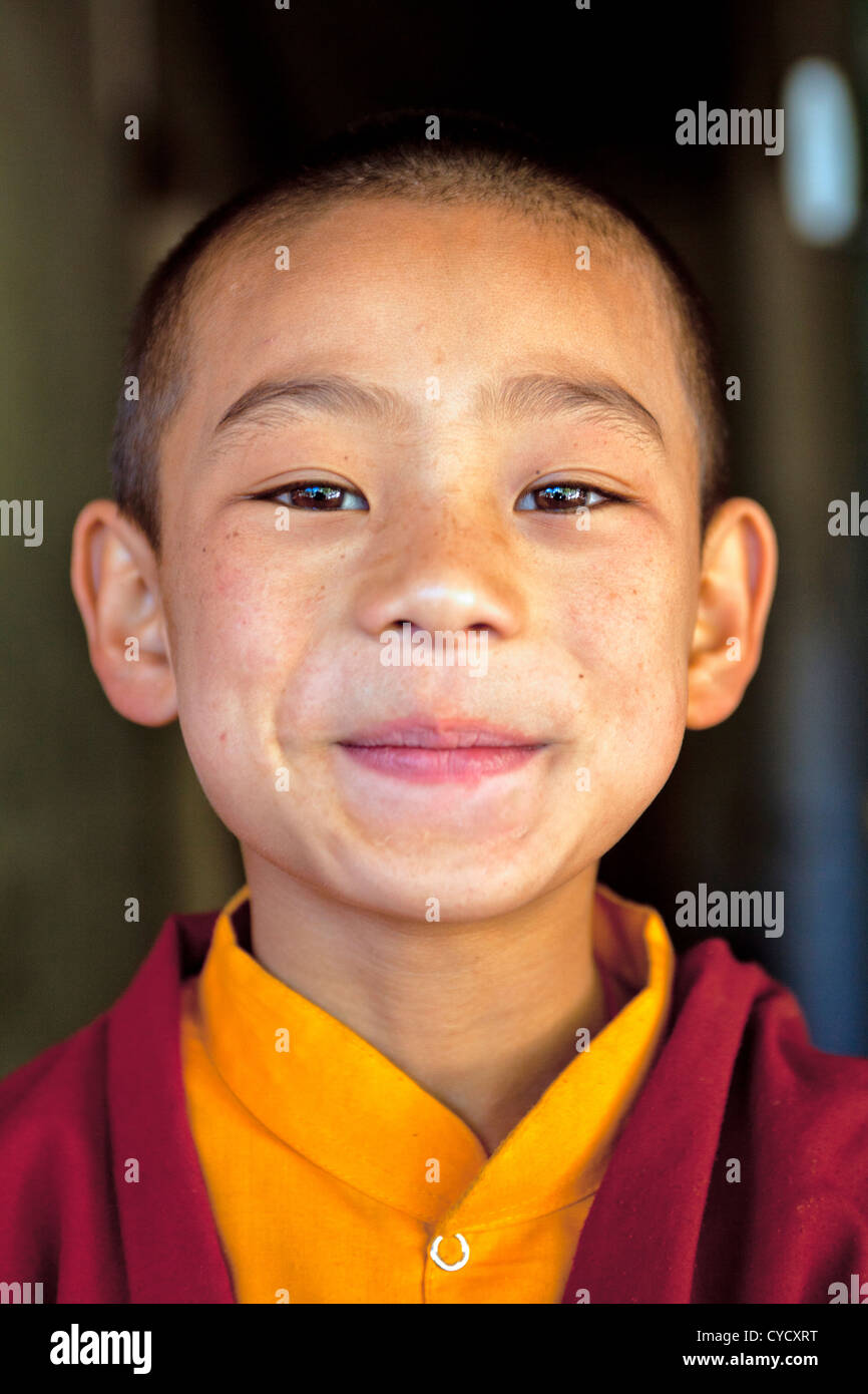 A novice monk at Hemis Monastery in India Stock Photo - Alamy