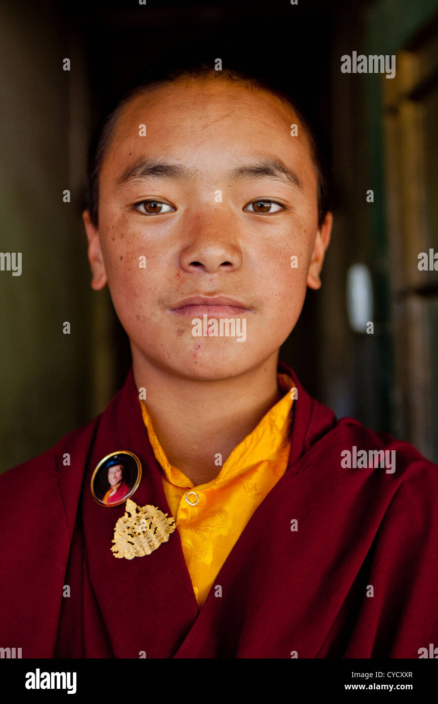 A novice monk at Hemis Monastery in India Stock Photo - Alamy