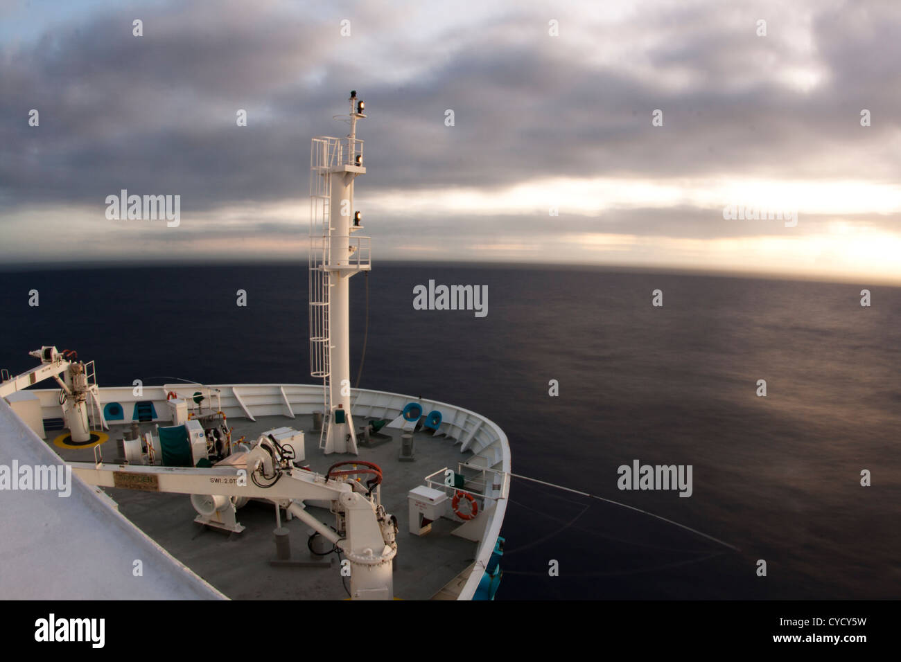 bow view of the seismic vessel cgg alize, sunset/sunrise light Stock ...