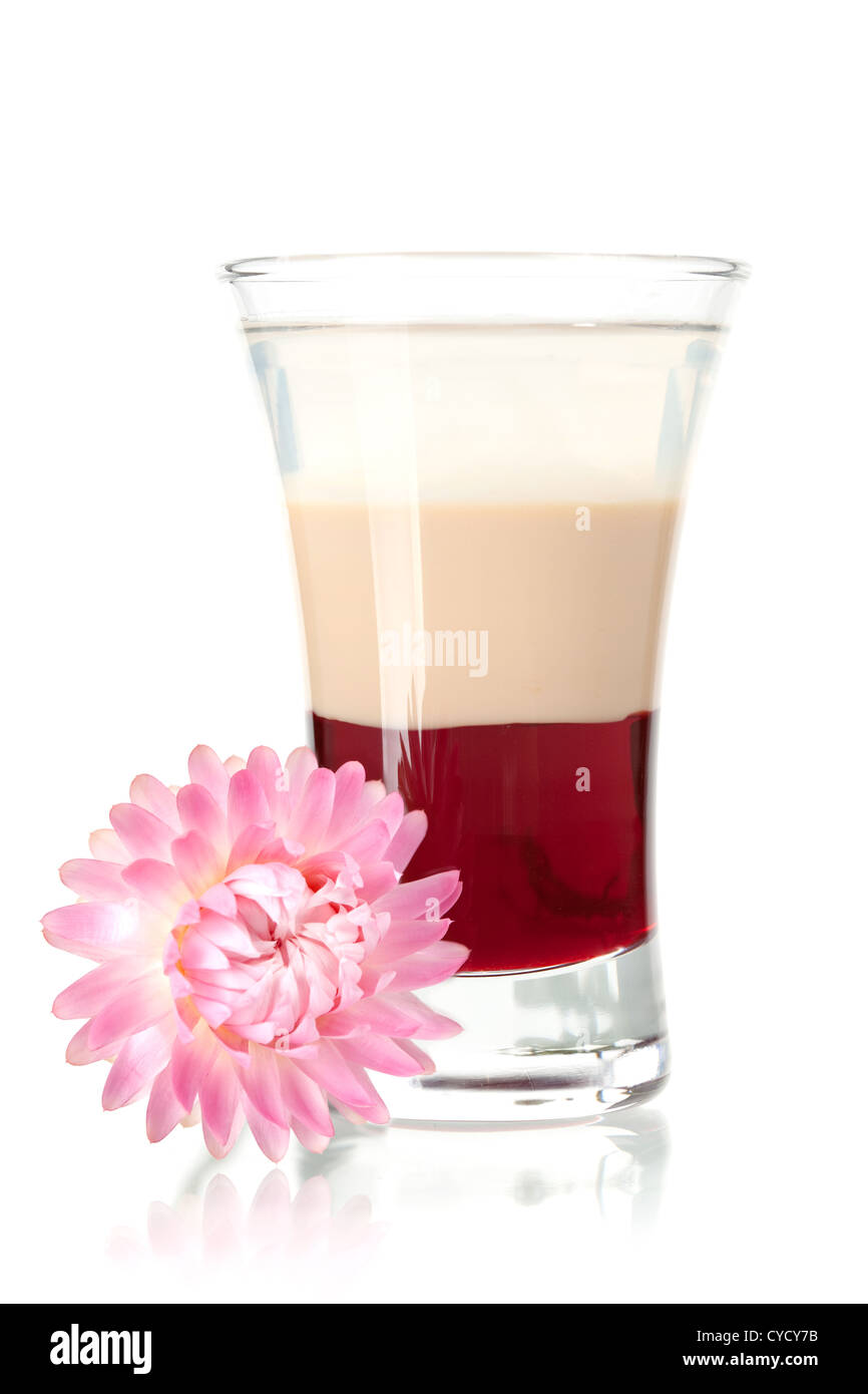Three layered shot with flower isolated on white background Stock Photo ...