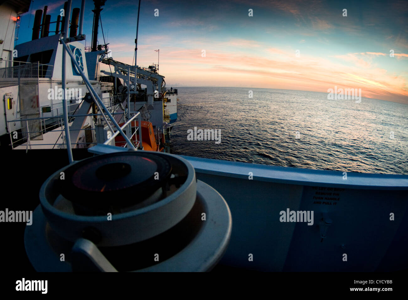 The CGG Alize seismic vessel sailing at sea doing oil research at the ...