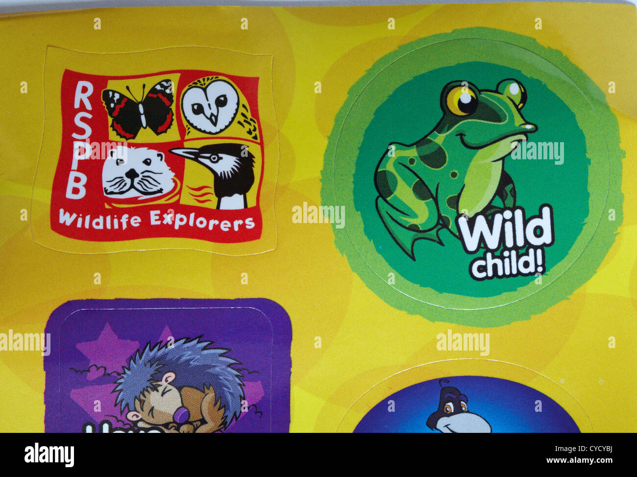 Sheet of stickers - Wild child and RSPB Wildlife Explorers Stock Photo ...