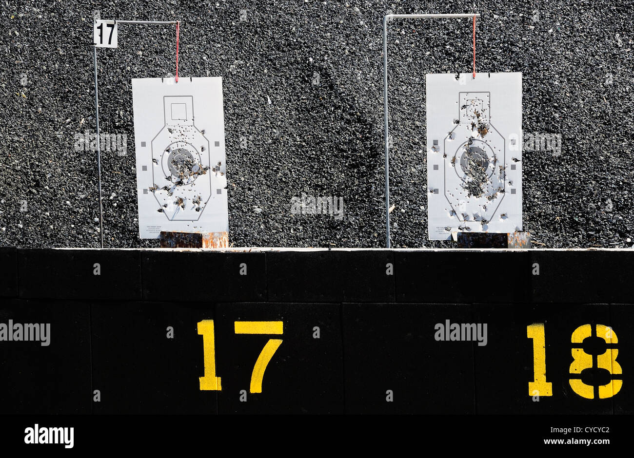 Tattered shooting targets at the FBI's shooting range in Chicago ...