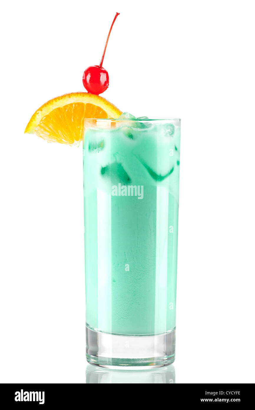 Cocktail collection: Blue milk. Isolated on white background Stock ...