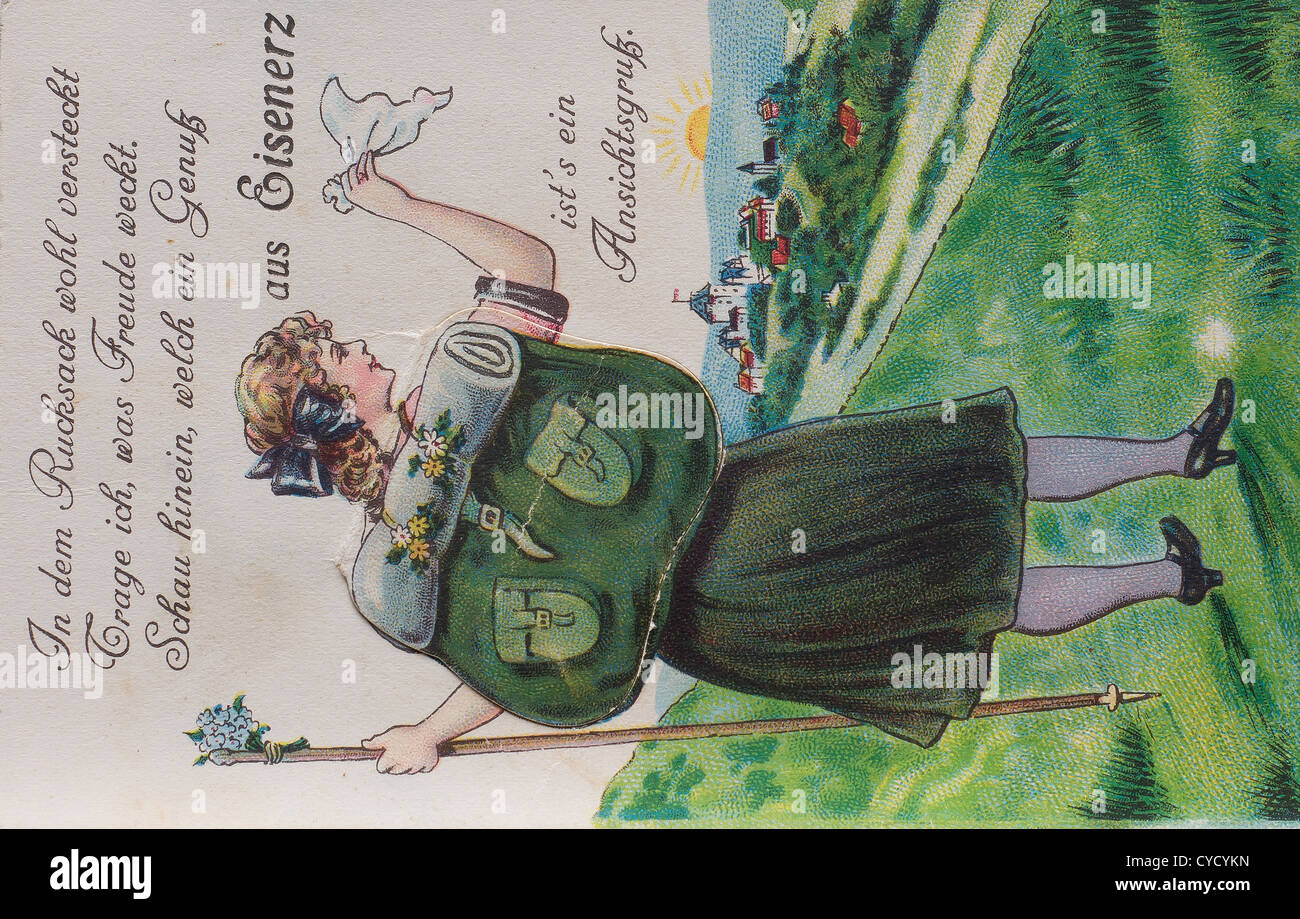 a teen tripper in an old postcard Stock Photo - Alamy