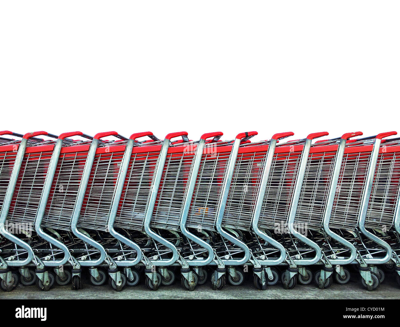 Group of market carts isolated on white - Shopping concept Stock Photo ...