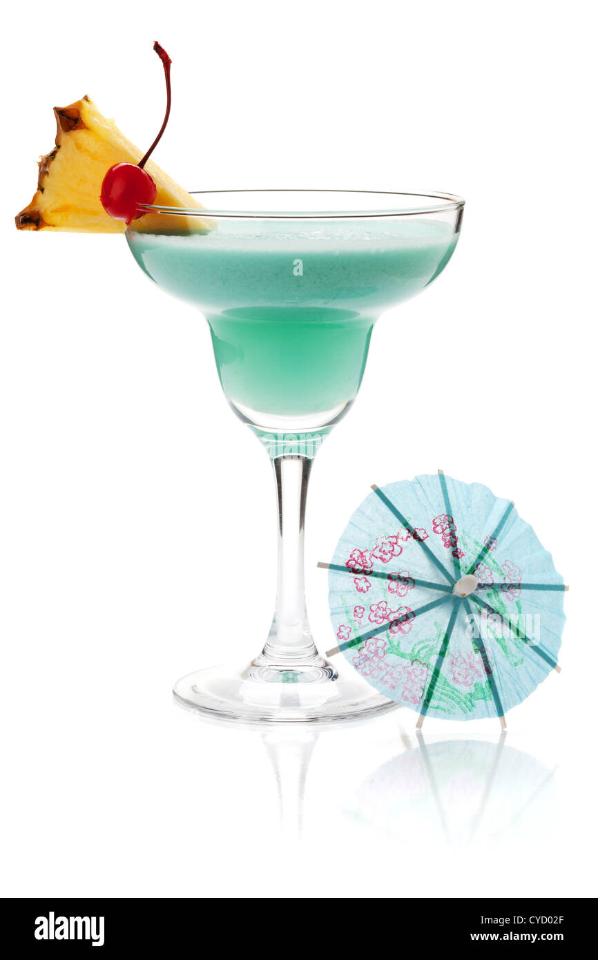 Tropical cocktail with pineapple. Isolated on white Stock Photo - Alamy
