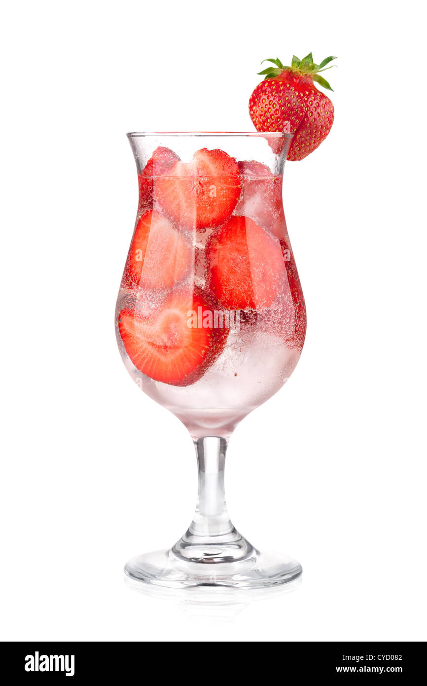 Cocktail collection - Strawberry fizz cocktail. Isolated on white ...