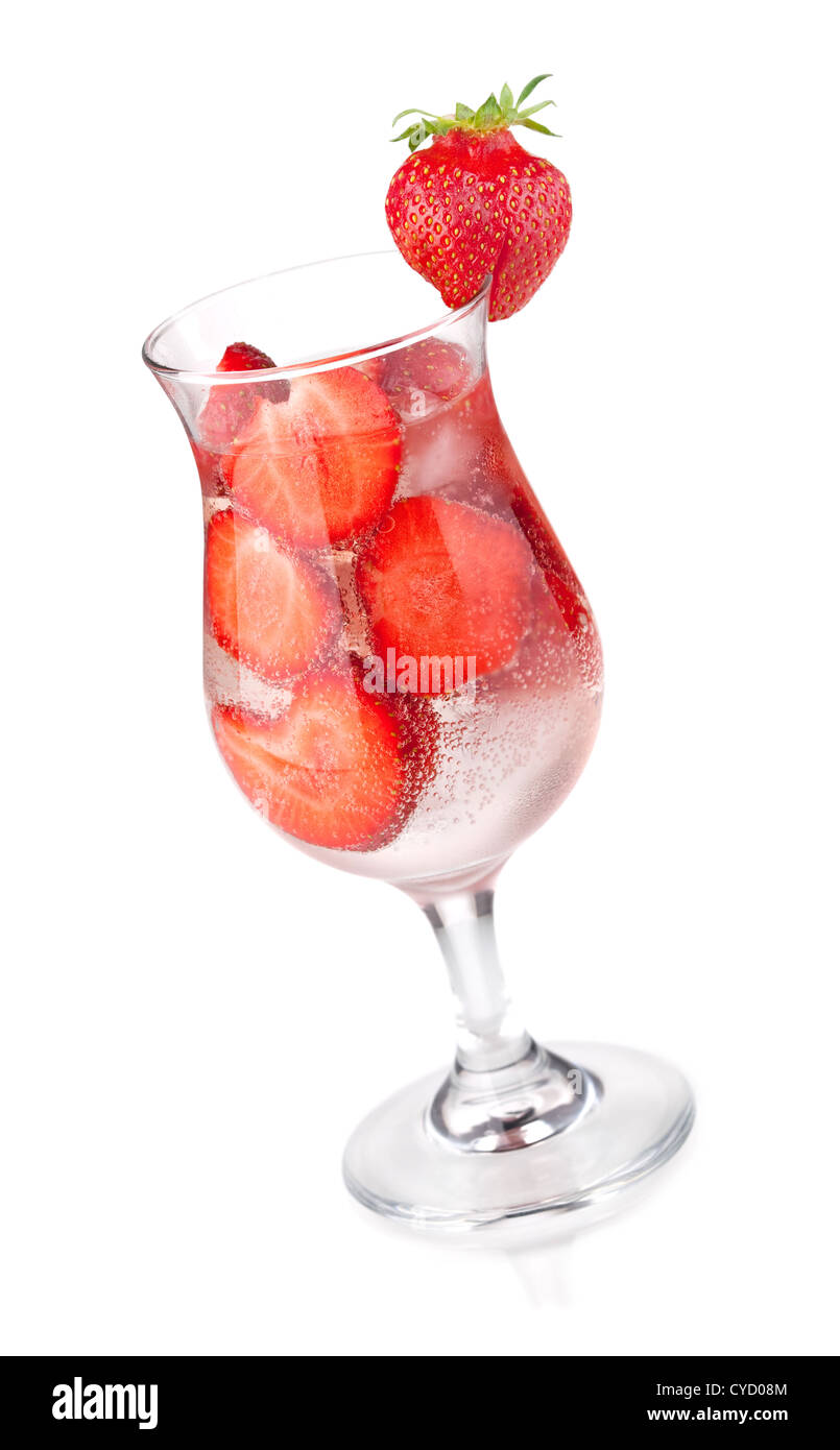 Strawberry fizz cocktail. Isolated on white background Stock Photo - Alamy