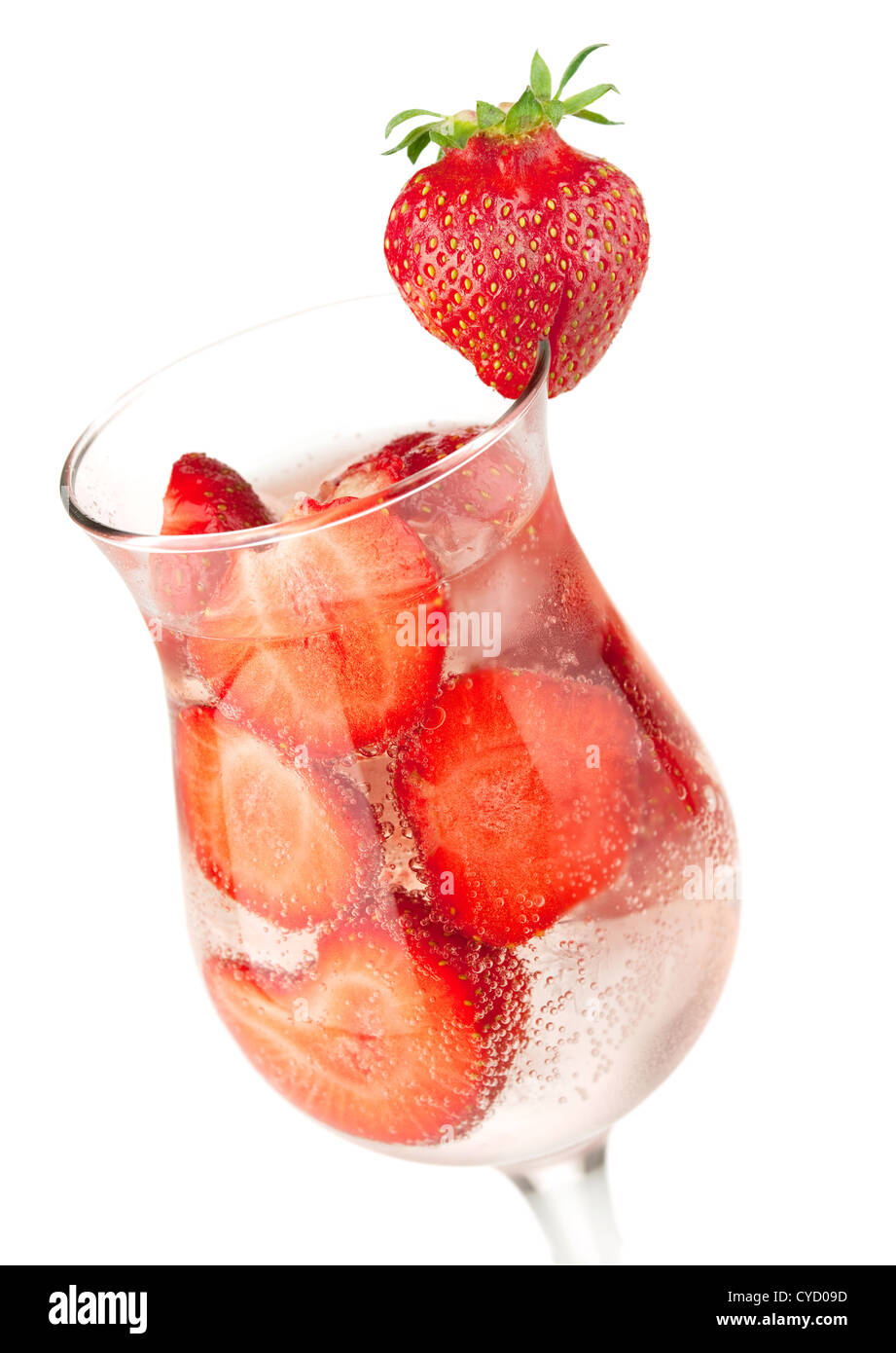 Cocktail collection - Strawberry fizz cocktail. Closeup, isolated on ...