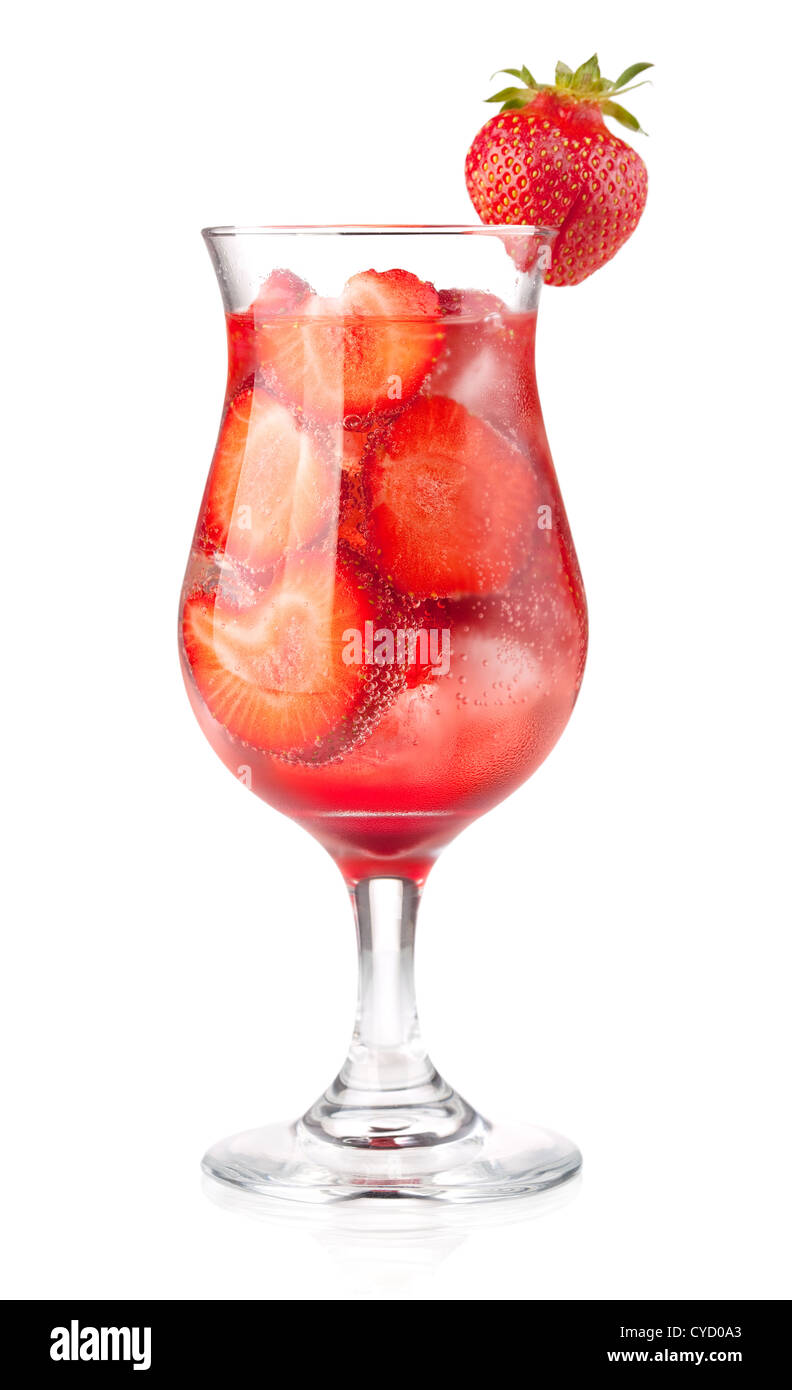 Strawberry fizz cocktail. Isolated on white background Stock Photo - Alamy