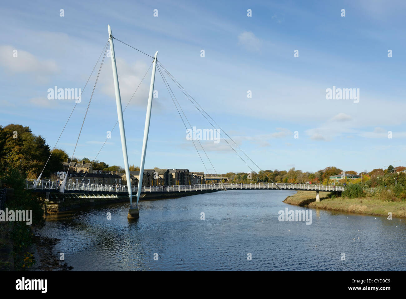 The Lune Millennium Bridge crossing the River Lune in Lancaster UK ...