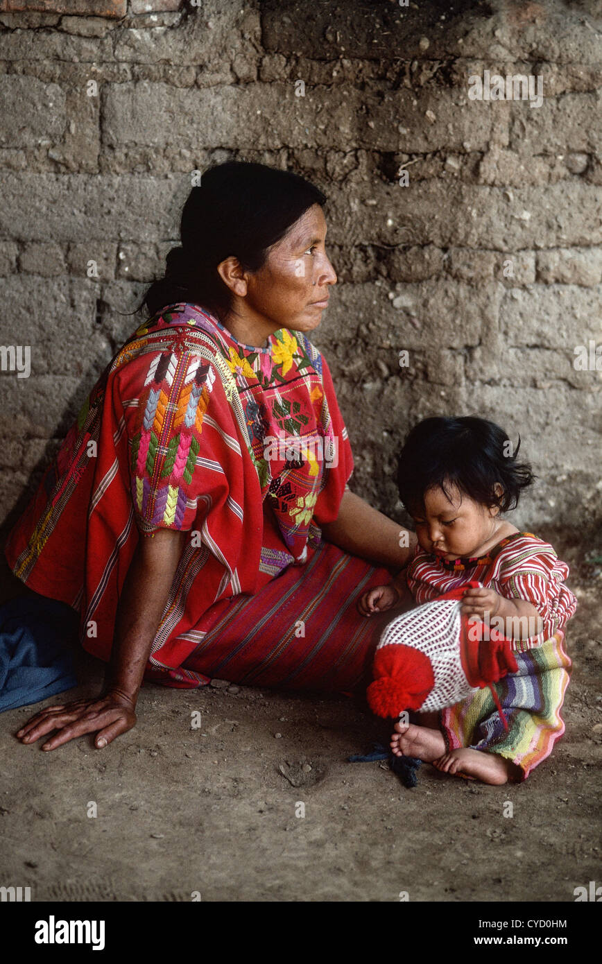 Beautiful portrait of Mam mother and her baby in traditional clothing ...