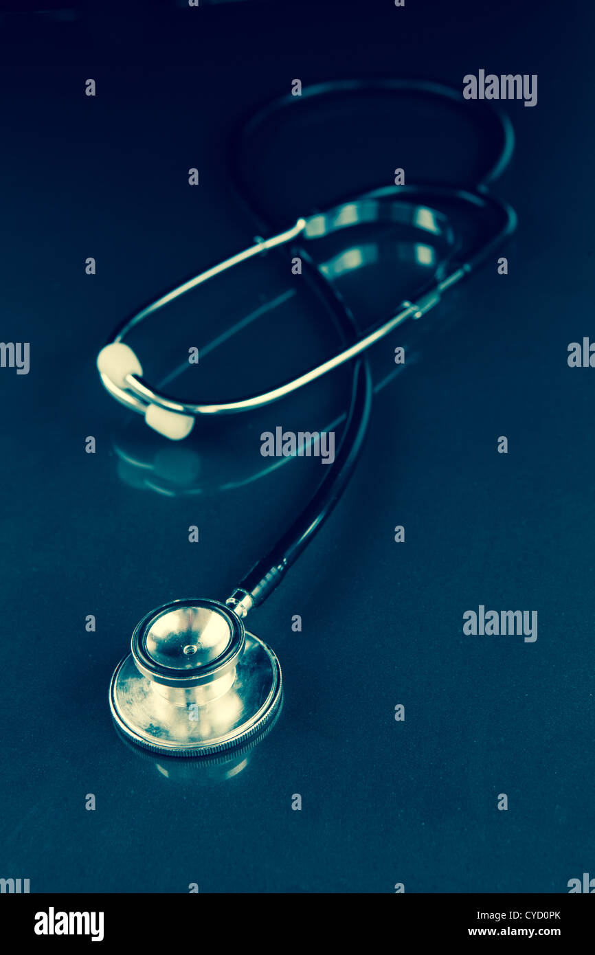 Black stethoscope in the dark Stock Photo - Alamy