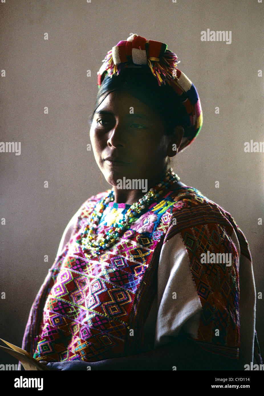 Young Mam woman wearing traditional handwoven and elaborately ...