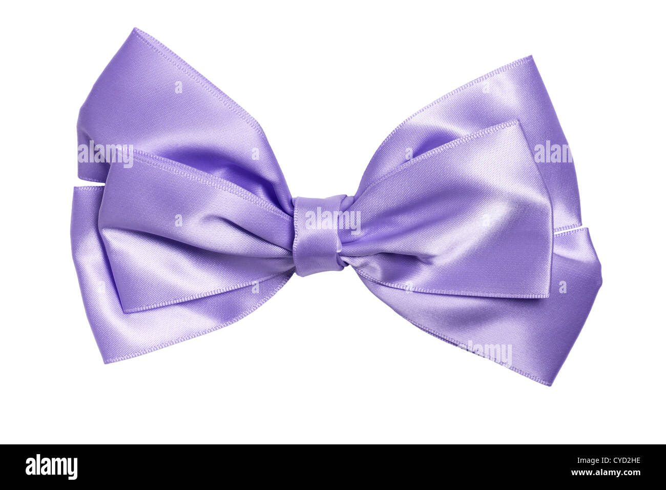 Festive light purple bow made of ribbon isolated on white Stock Photo ...