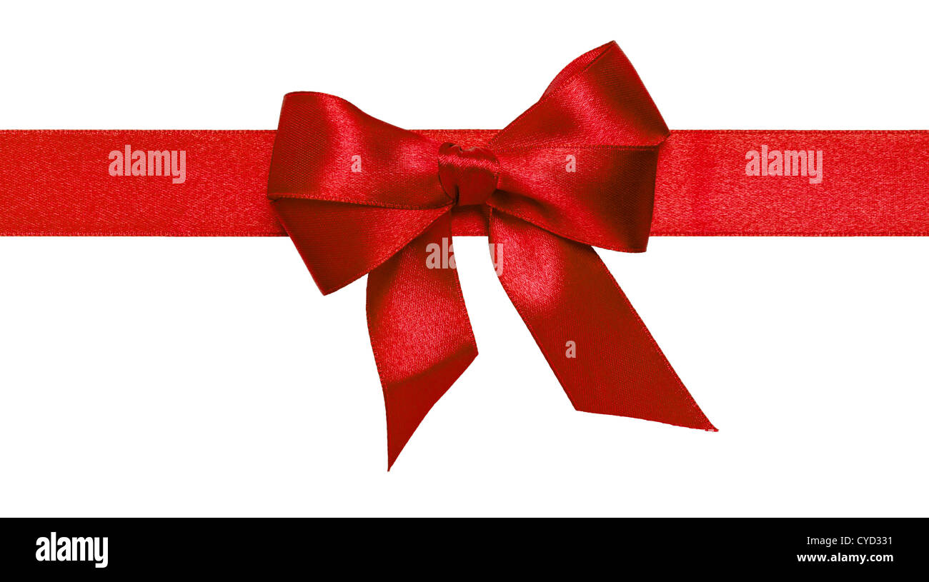 Red ribbon with bow with tails isolated on white background Stock Photo ...