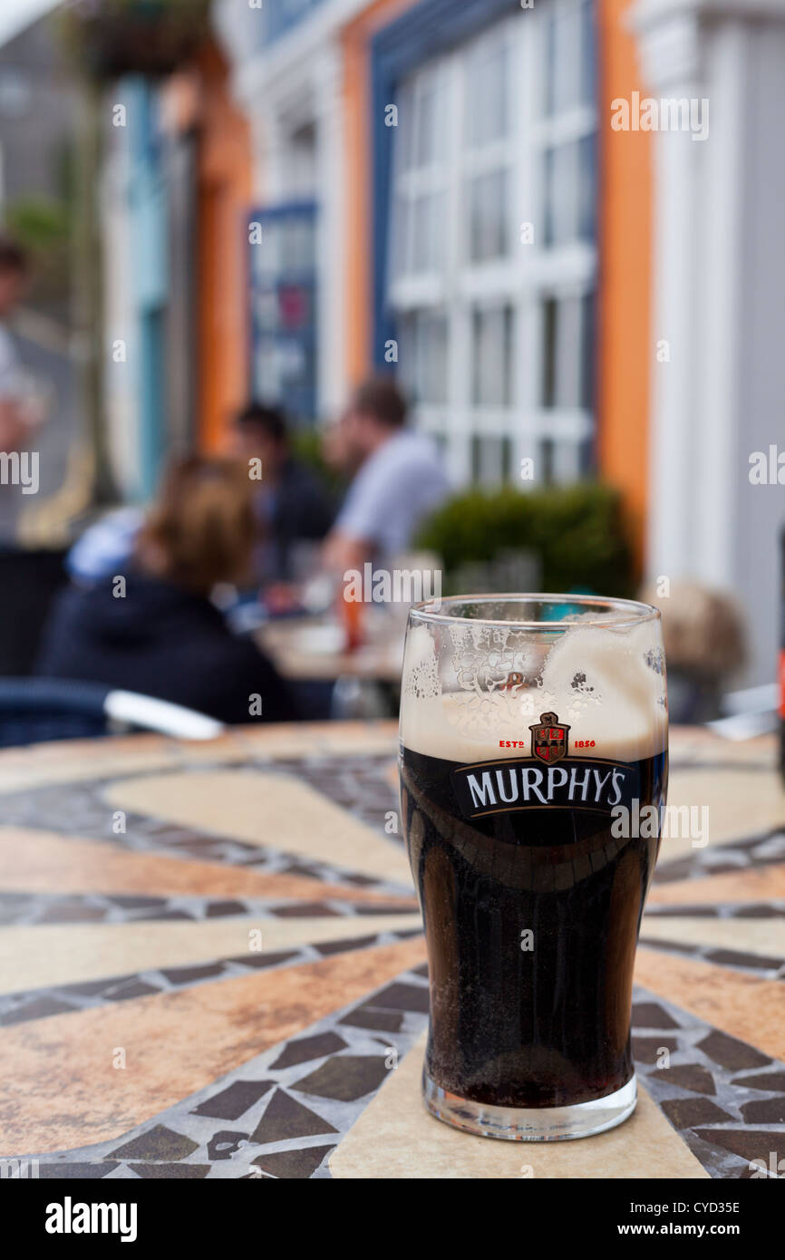 Pint of Murphy's on table outside the Bulman public house in Summercove ...