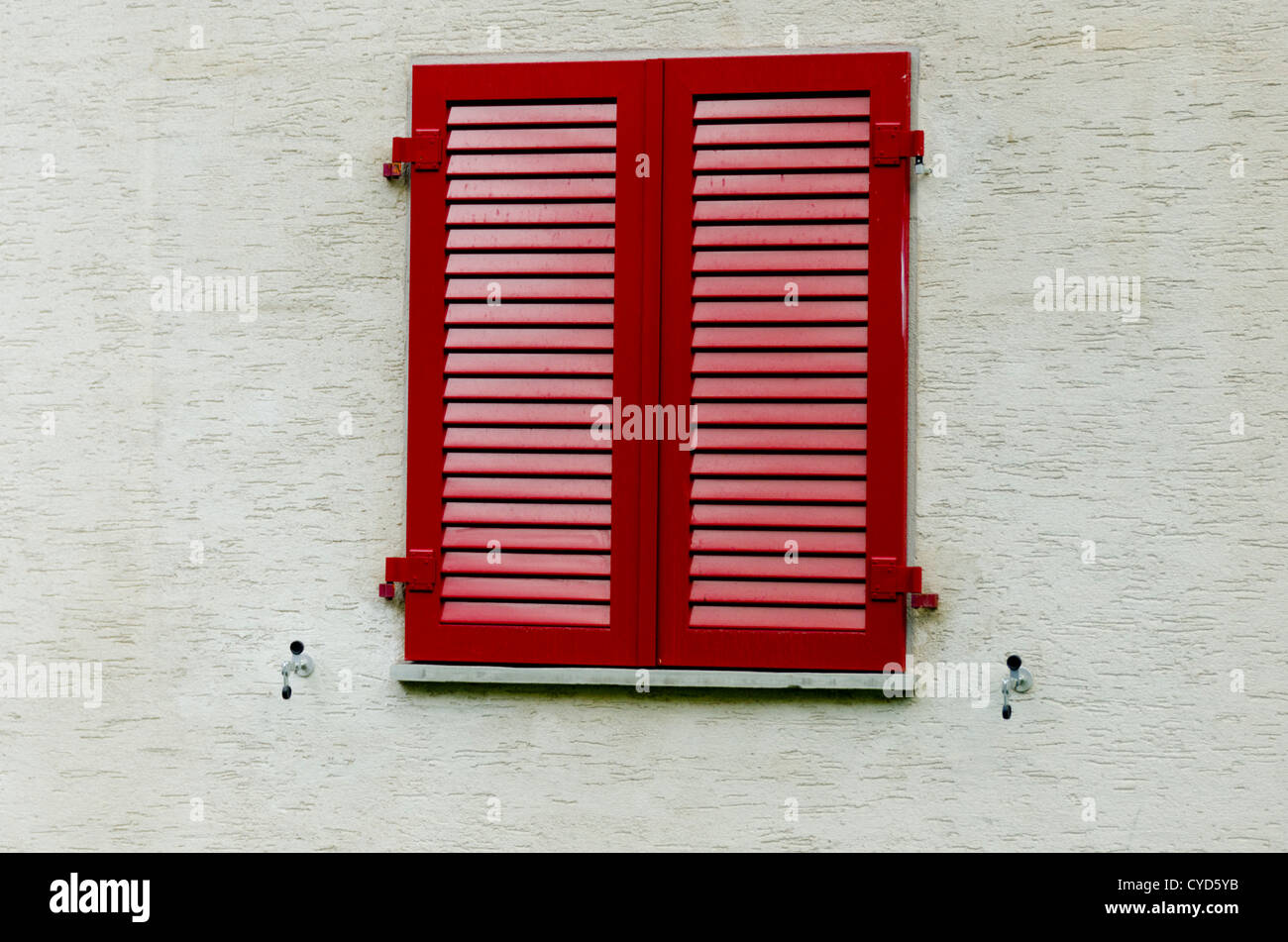 Bright Red Window Shutter Stock Photo - Alamy