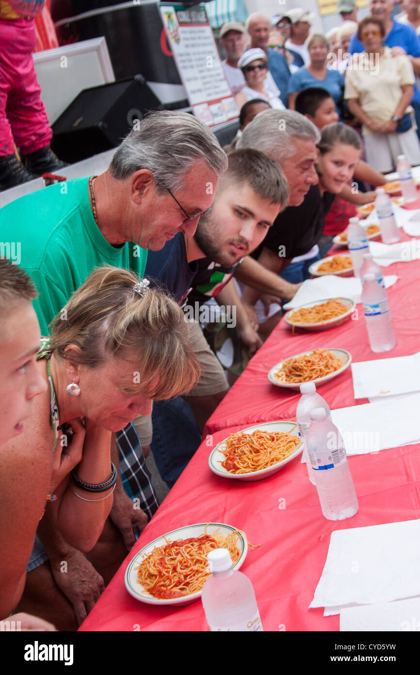 Spaghetti Eating Contest Stock Photo - Alamy