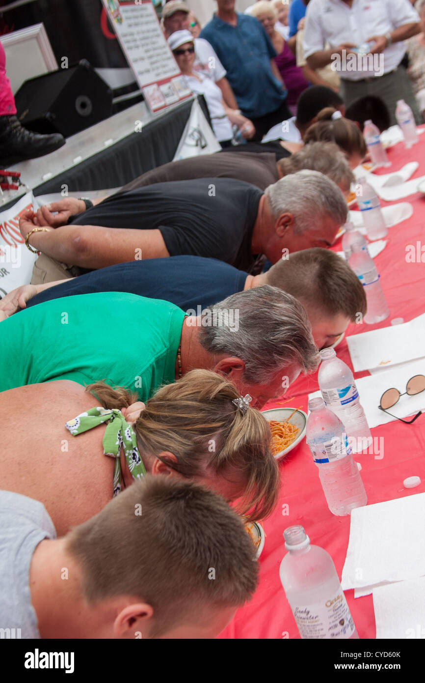 Spaghetti Eating Contest Stock Photo - Alamy