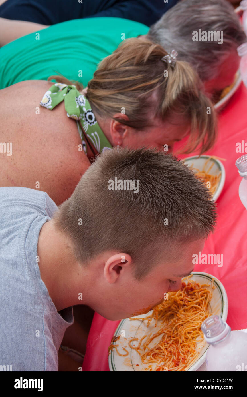 Spaghetti Eating Contest Stock Photo - Alamy
