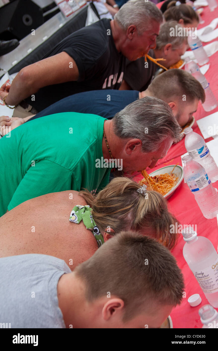 Spaghetti Eating Contest Stock Photo - Alamy