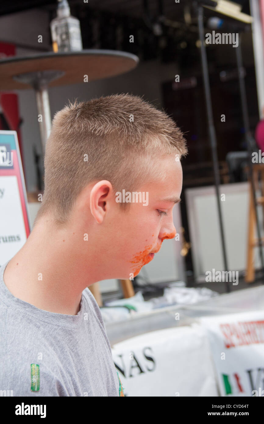 Spaghetti Eating Contest Stock Photo - Alamy