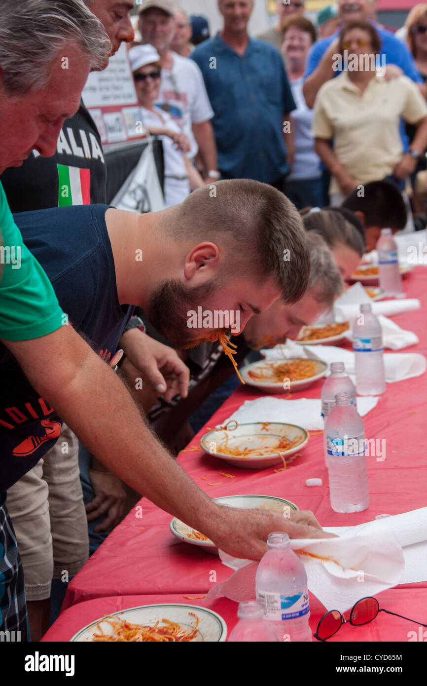 Spaghetti Eating Contest Stock Photo - Alamy