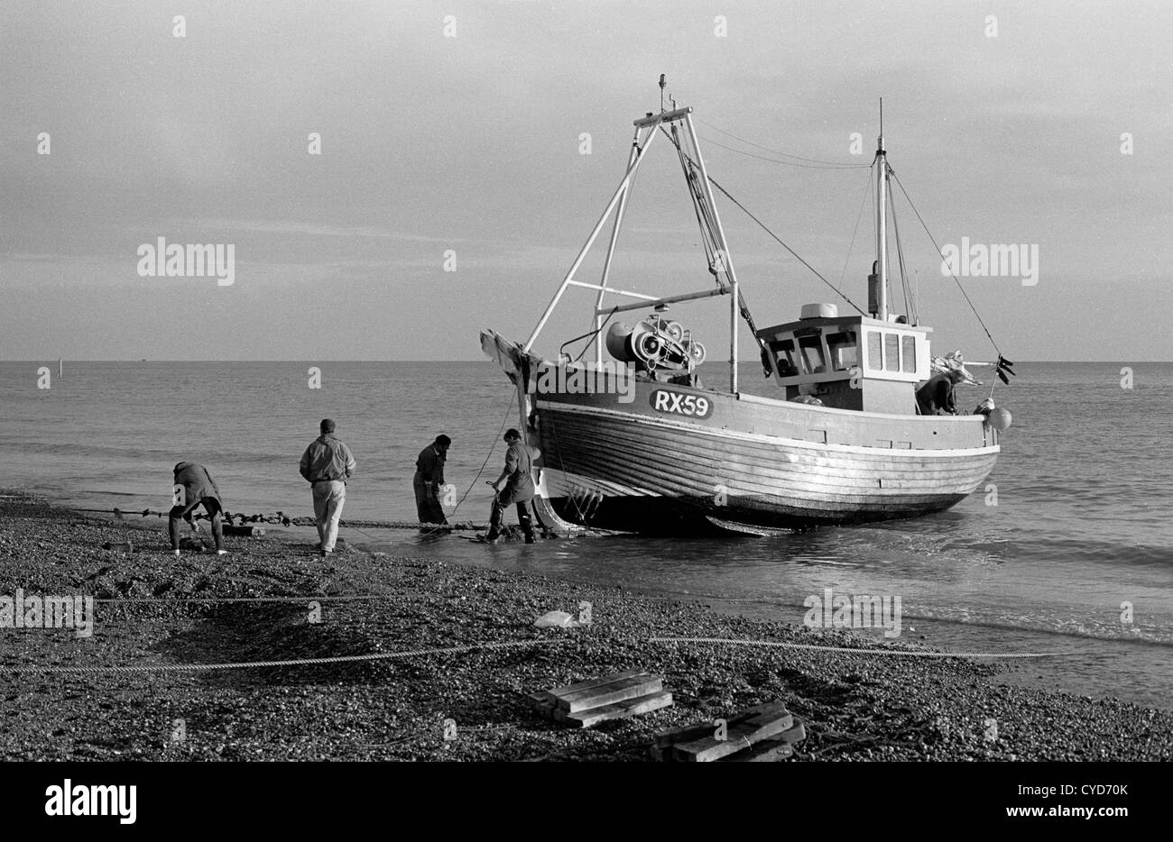 Hastings fishing fleet on the beach, shown here in 1989 Stock Photo - Alamy