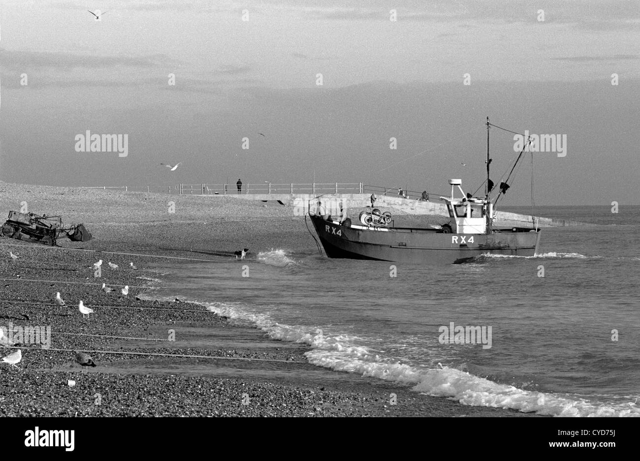 Hastings fishing fleet on the beach, shown here in 1989 Stock Photo - Alamy
