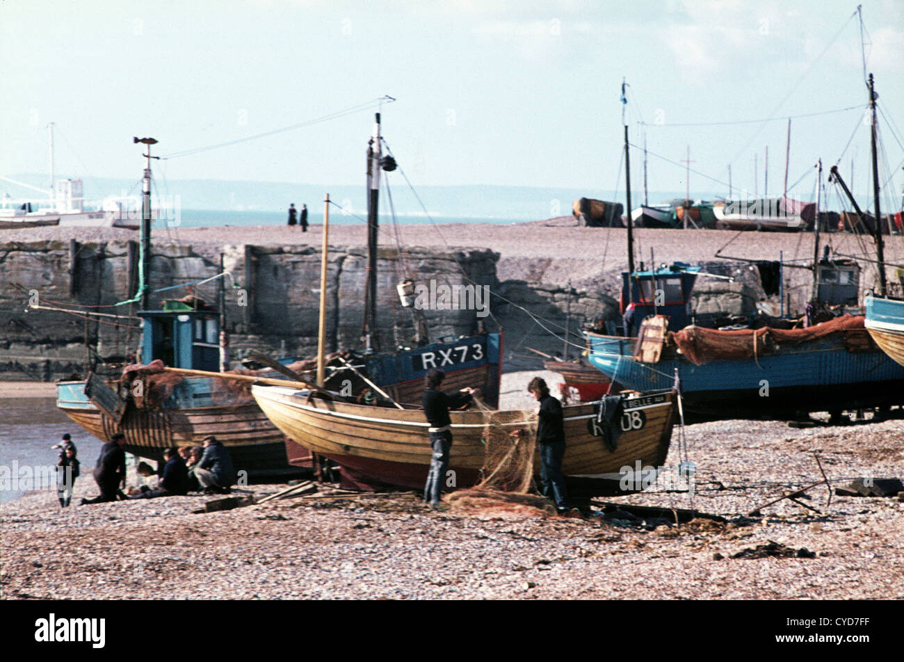 Hastings fishing fleet, shown here in 1974 Stock Photo - Alamy