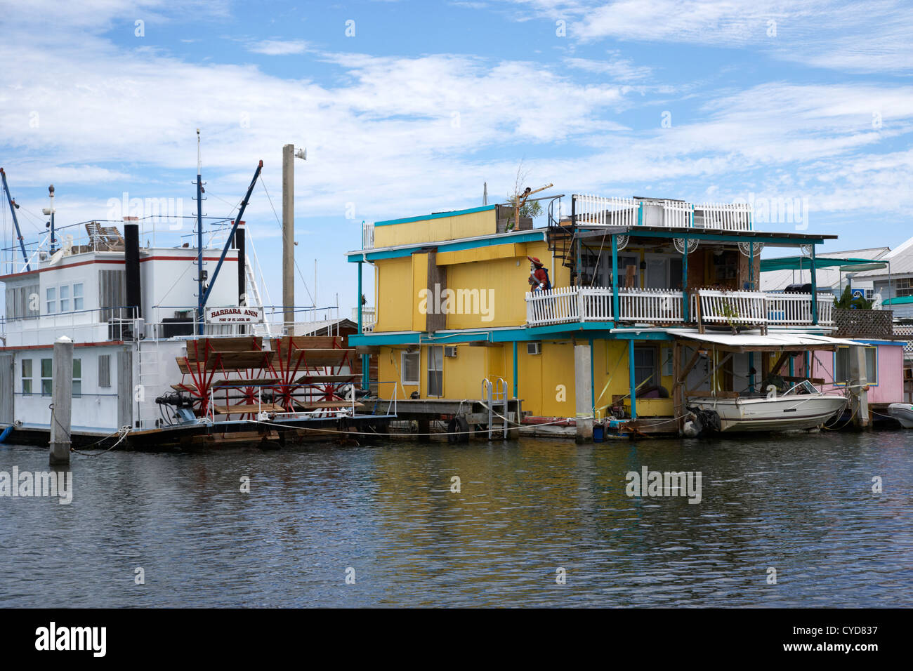 floating homes key west harbor florida usa Stock Photo - Alamy