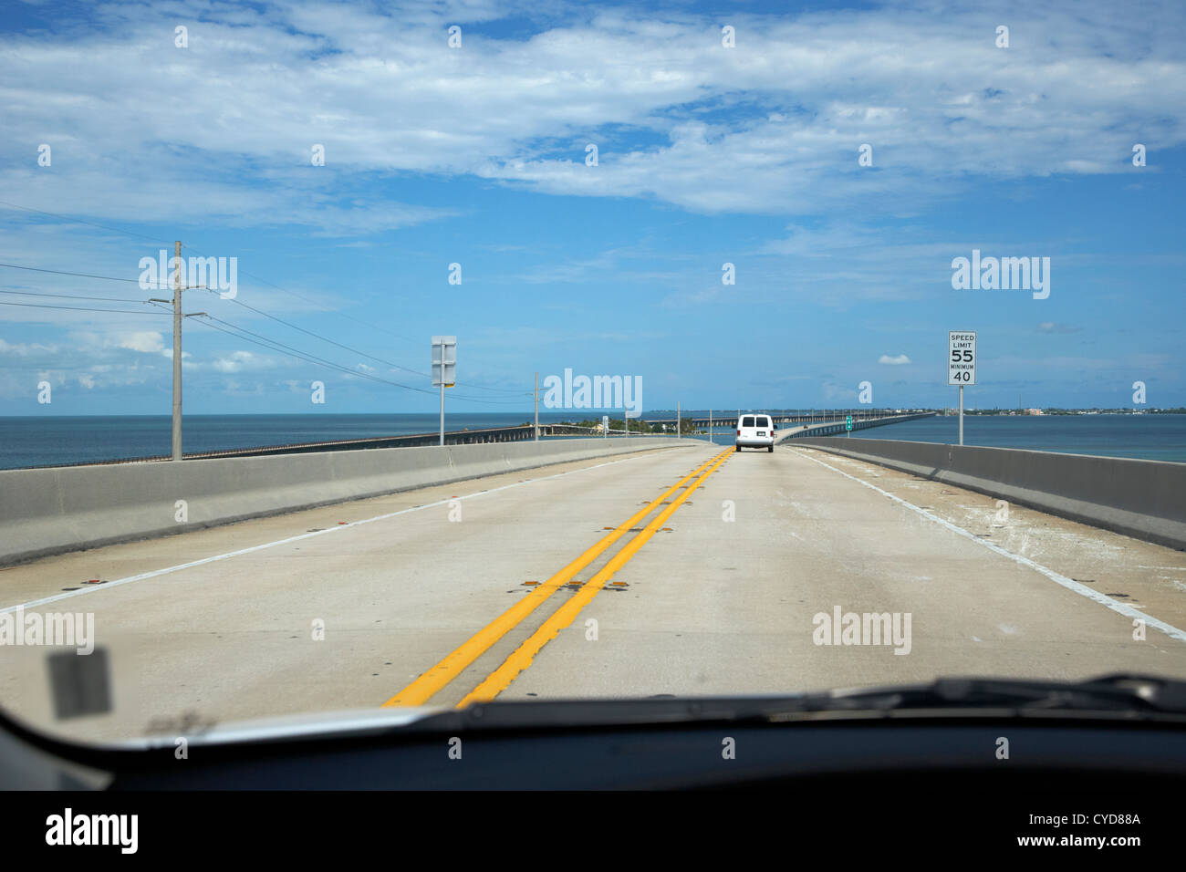 driving over new seven mile marathon bridge along us route one overseas ...
