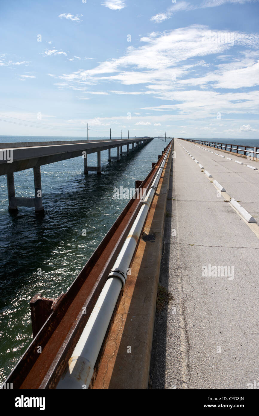 above old and new seven mile bridge in marathon in the florida keys ...