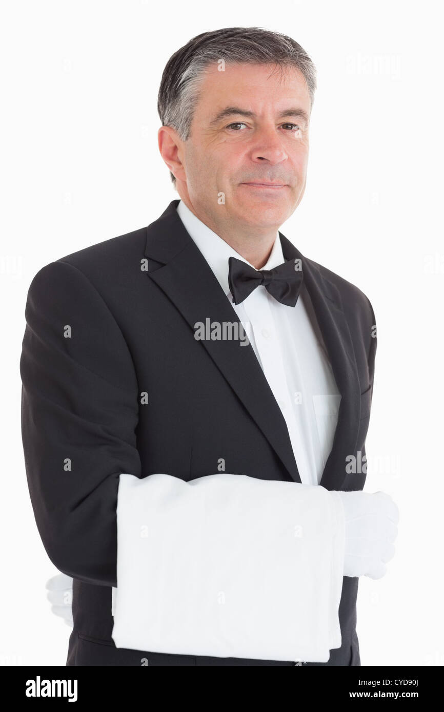 Waiter with a towel Stock Photo - Alamy