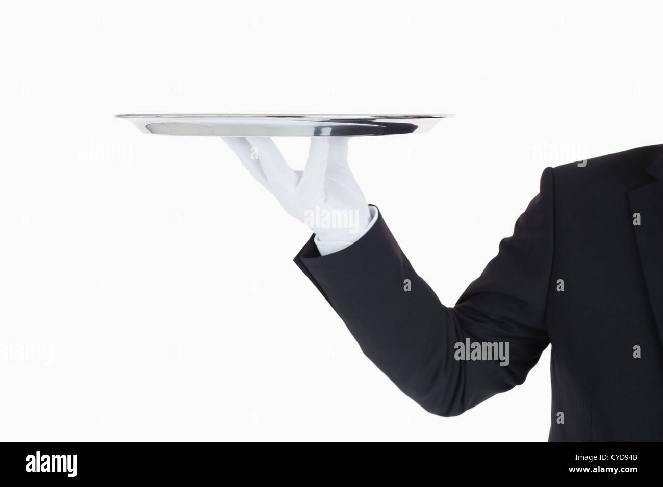 Silver tray with hand hi-res stock photography and images - Alamy