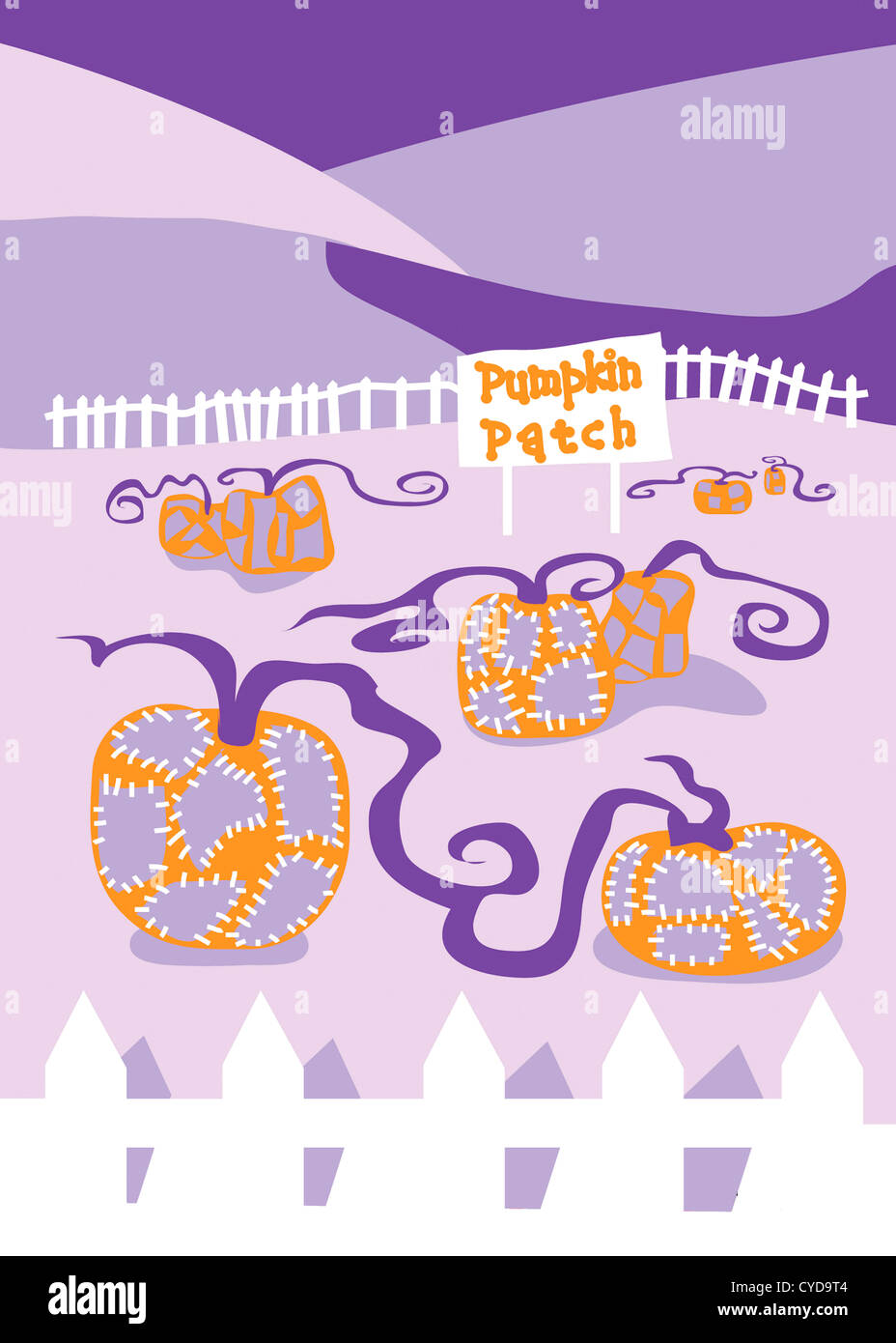 Spooky Pumpkin Patch Illustration Stock Photo - Alamy
